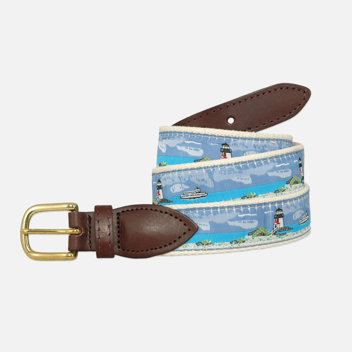 YRI Men's Ribbon Belt - Lighthouse Scene - Murray's Toggery Shop